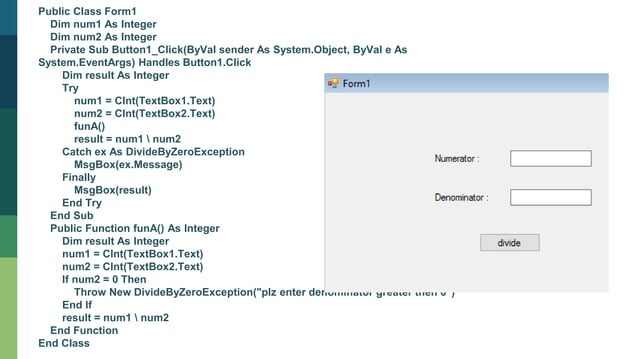 Exception Handling In Vbnet Programming Languages Computing 8649