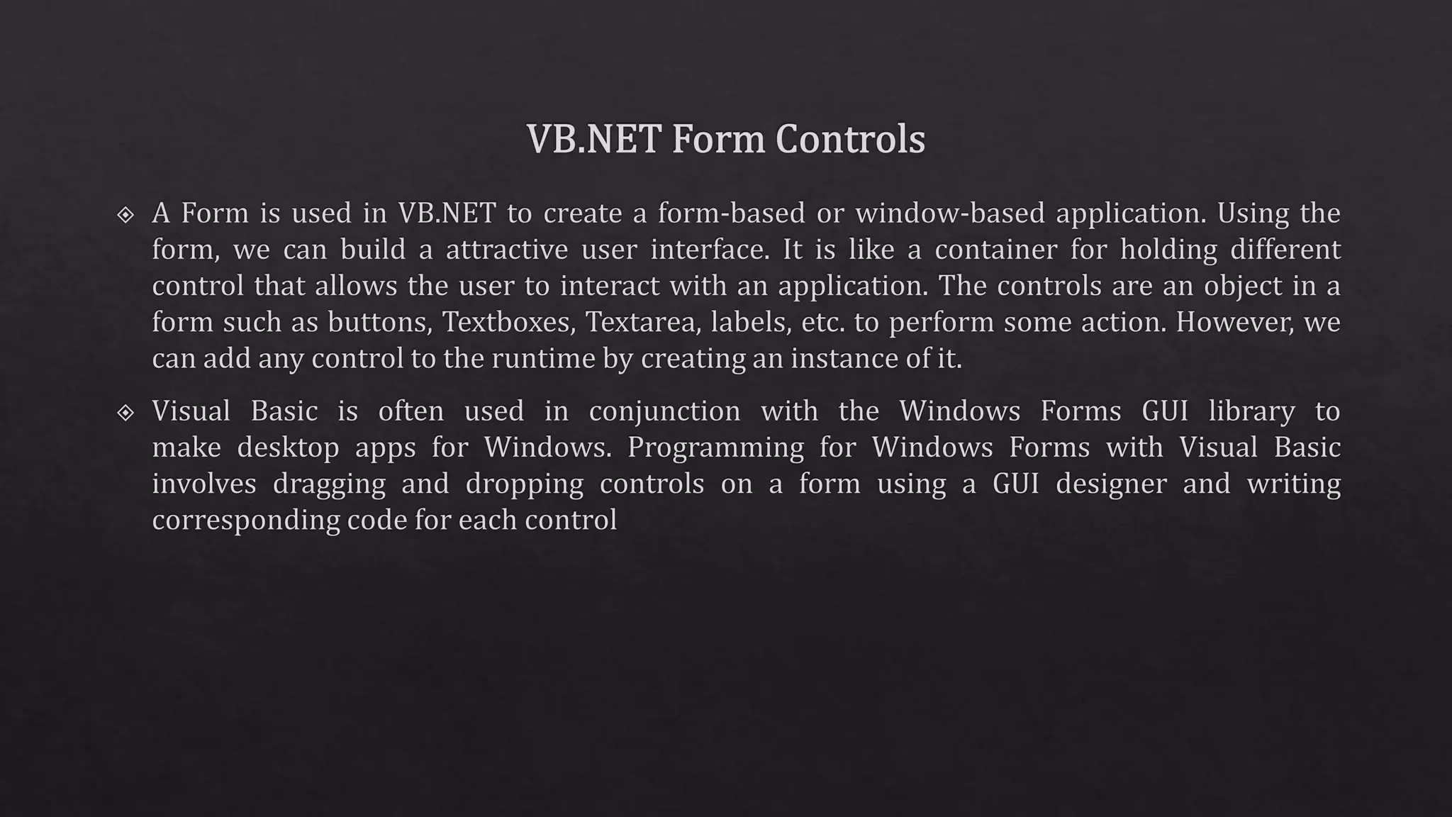 Vb.net and .Net Framework | PPTX