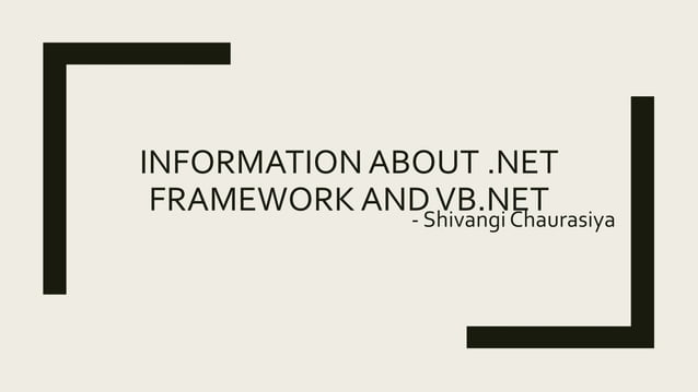 Vb.net and .Net Framework | PPTX