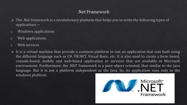 Vb.net and .Net Framework | PPT