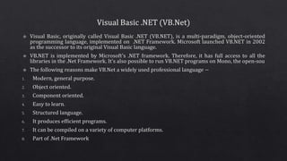 Vb.net and .Net Framework | PPTX