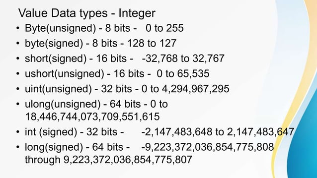 VB.NET Datatypes.pptx | Programming Languages | Computing