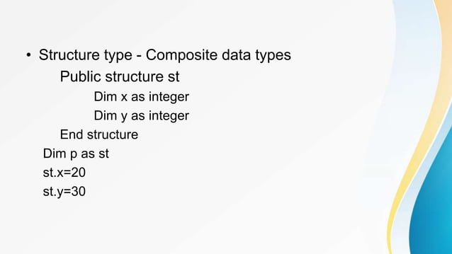 VB.NET Datatypes.pptx | Programming Languages | Computing