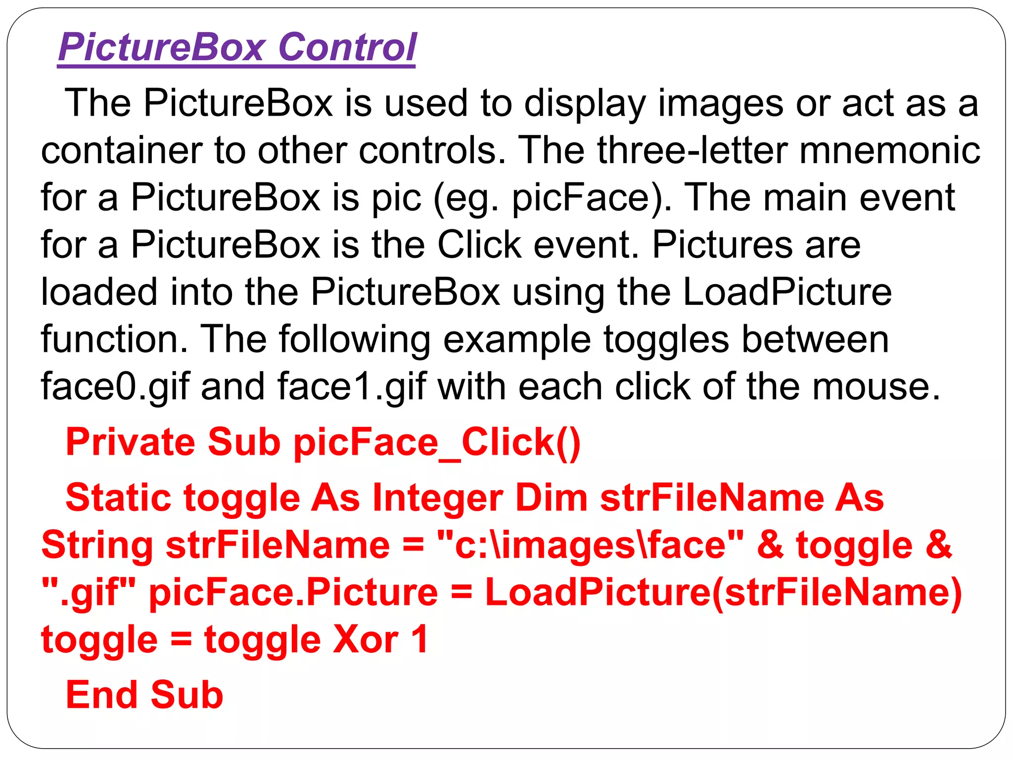 VISUAL BASIC 6 - CONTROLS AND DECLARATIONS | PPTX