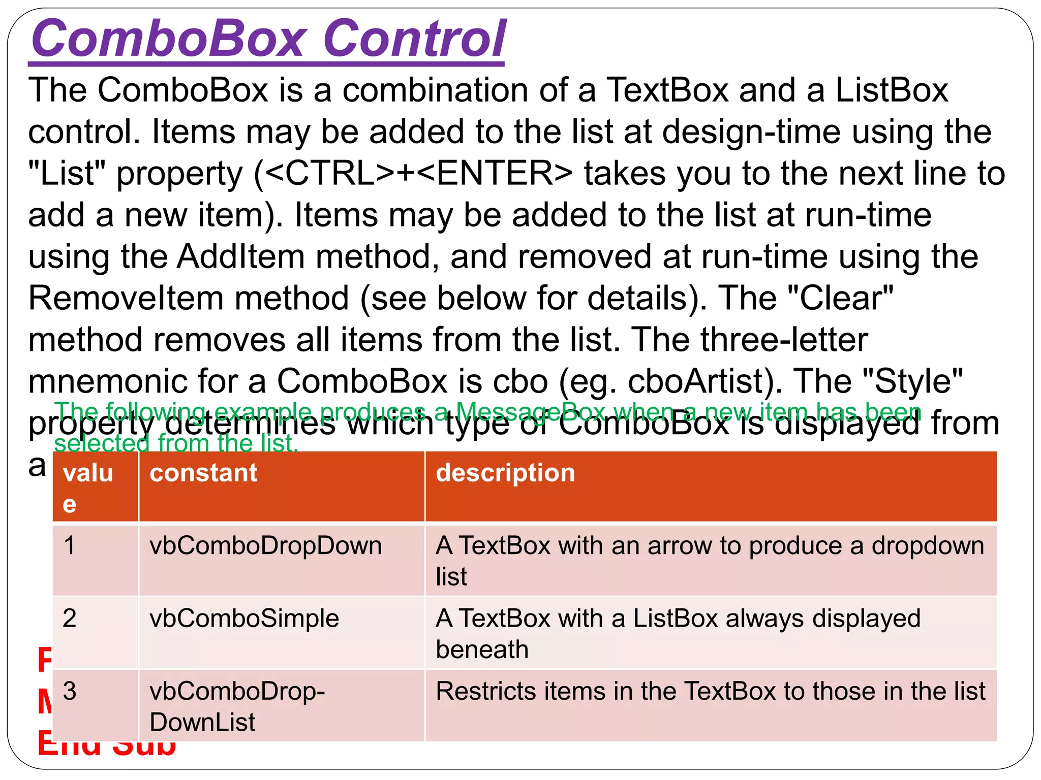 VISUAL BASIC 6 - CONTROLS AND DECLARATIONS | PPTX