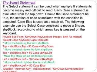 VISUAL BASIC 6 - CONTROLS AND DECLARATIONS | PPTX