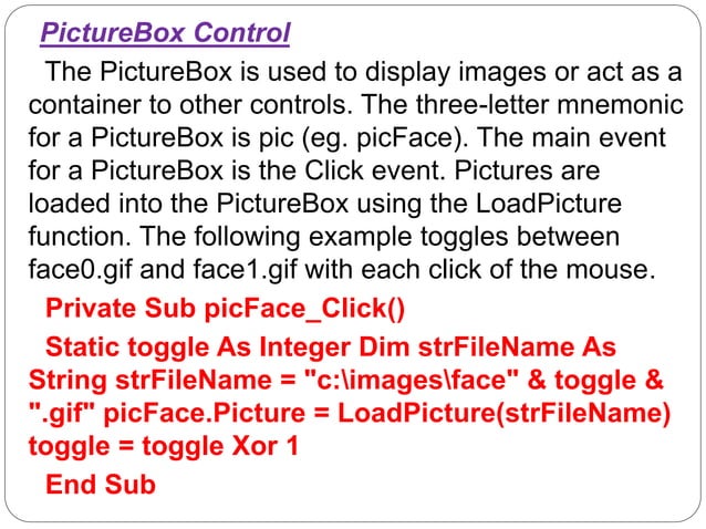 VISUAL BASIC 6 - CONTROLS AND DECLARATIONS | PPTX