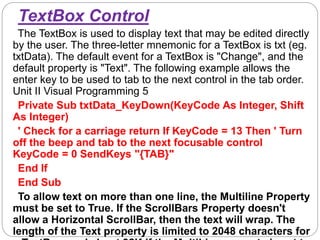 VISUAL BASIC 6 - CONTROLS AND DECLARATIONS | PPTX