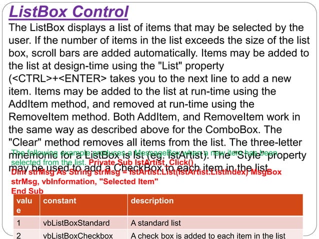 VISUAL BASIC 6 - CONTROLS AND DECLARATIONS | PPTX