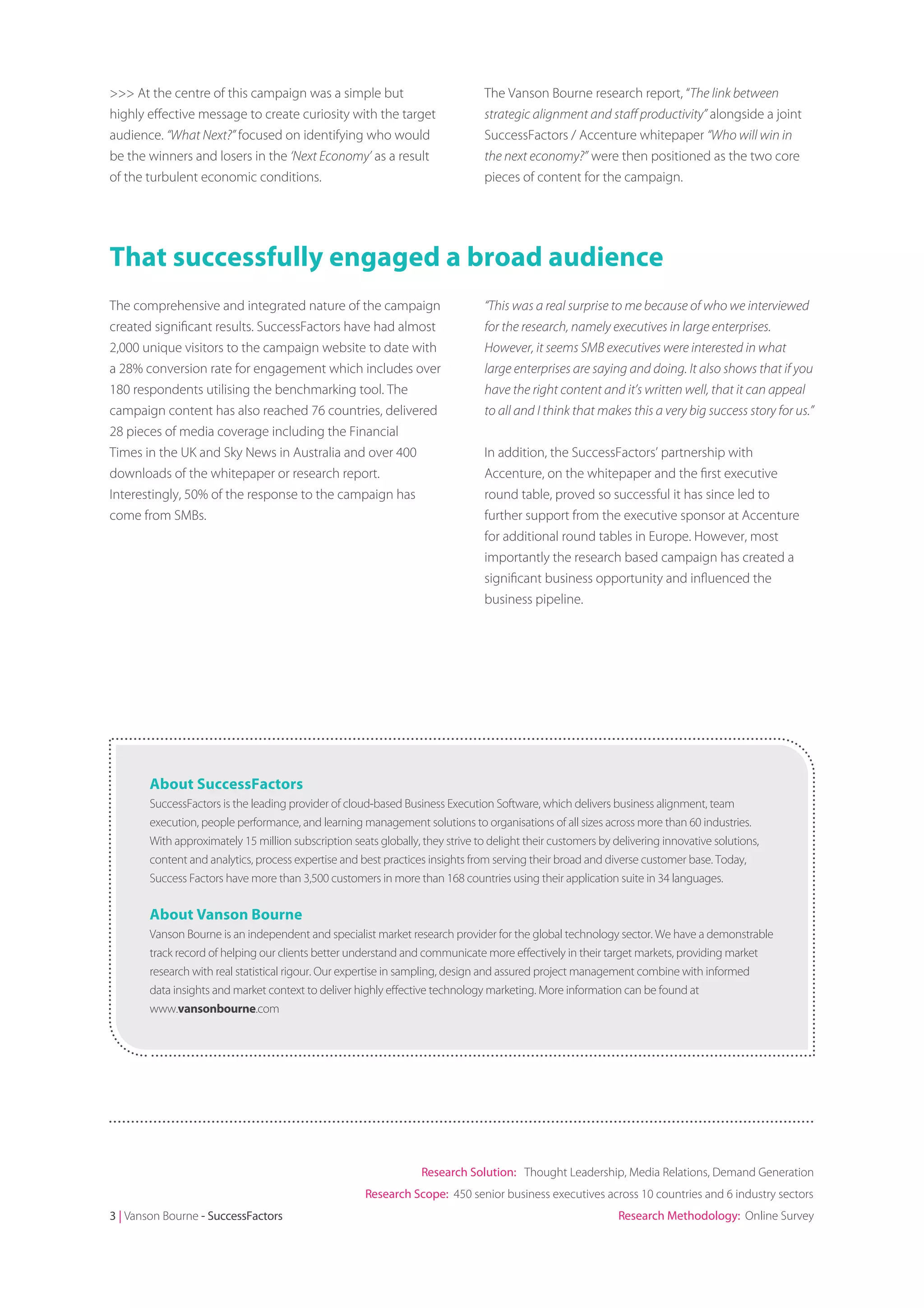 Vanson Bourne Case Study: Success Factors | PDF