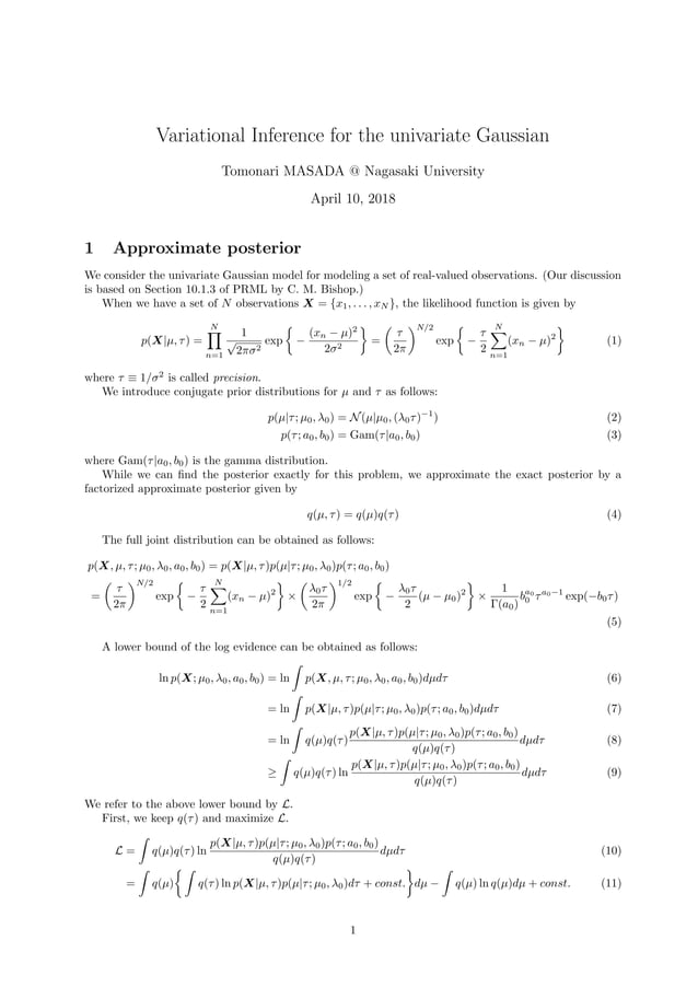 A note on variational inference for the univariate Gaussian | PDF ...