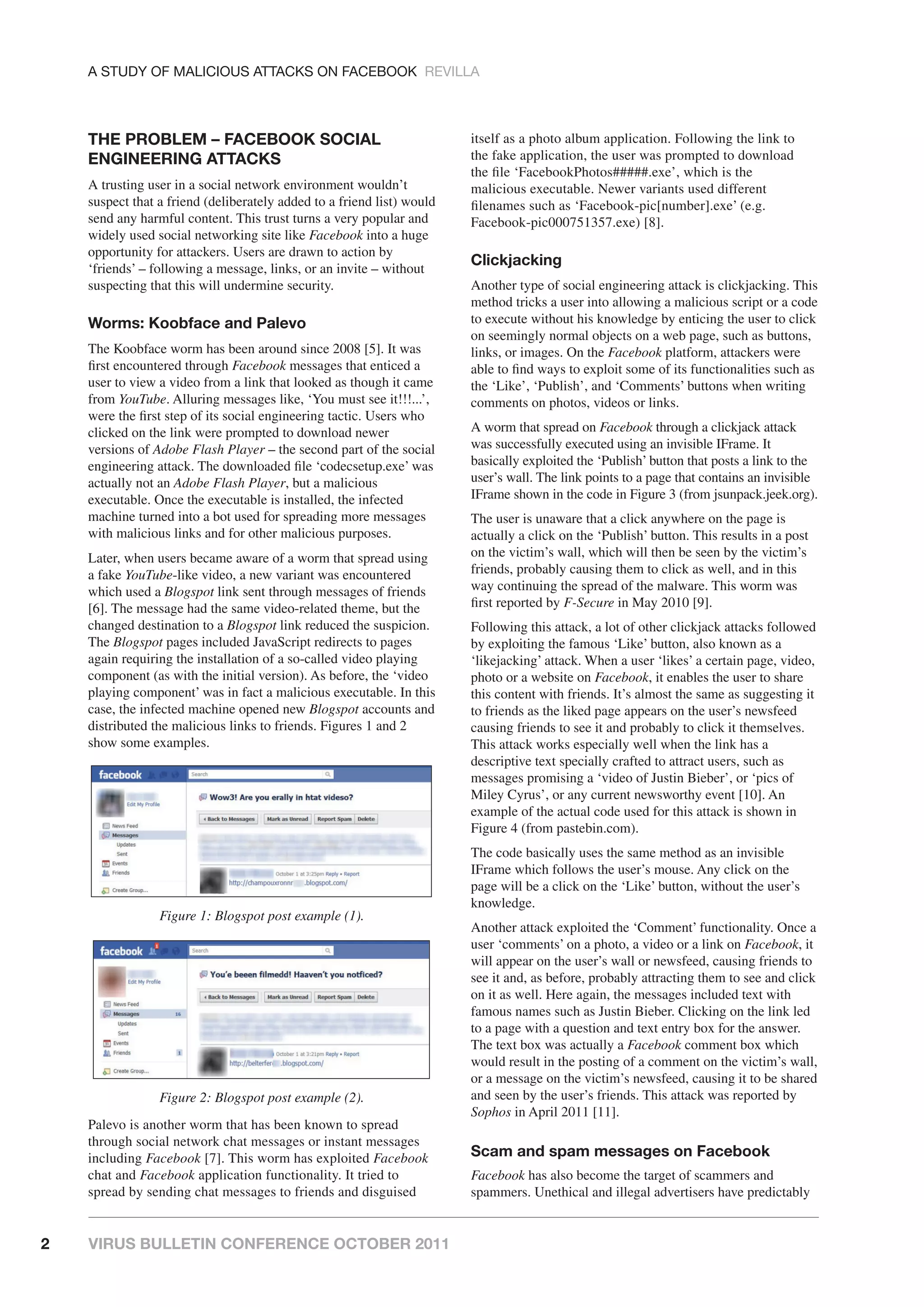 Facebook Attacks - an in-depth analysis | PDF