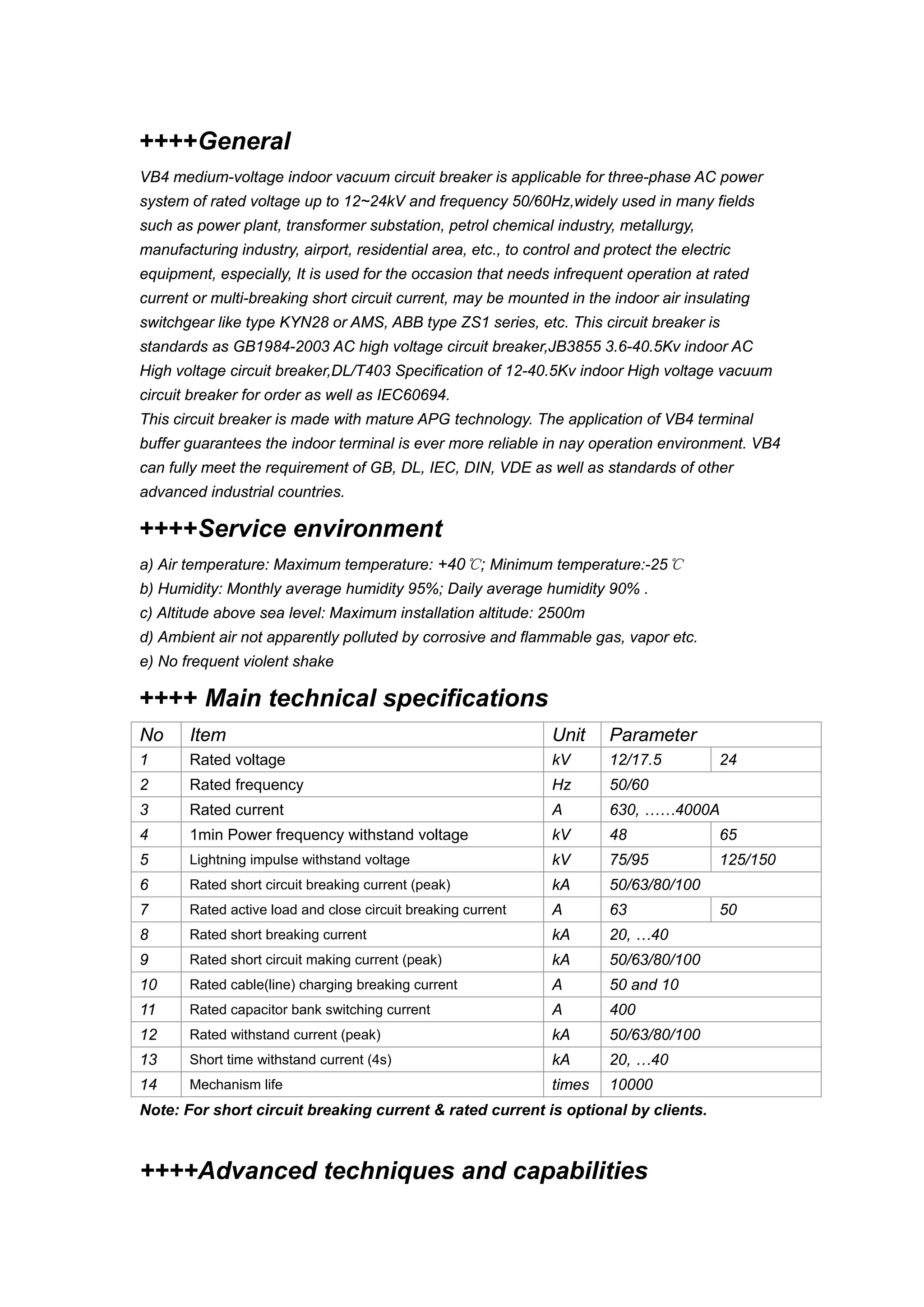 Vb4 series indoor vacuum circuit breaker | PDF