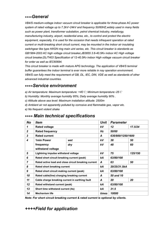 Vb4 s lateral vacuum circuit breaker | PDF