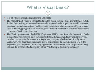Presentation on visual basic 6 (vb6) | PPTX