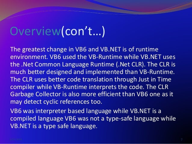Vb6 Vs Visual Basic Presentation 
