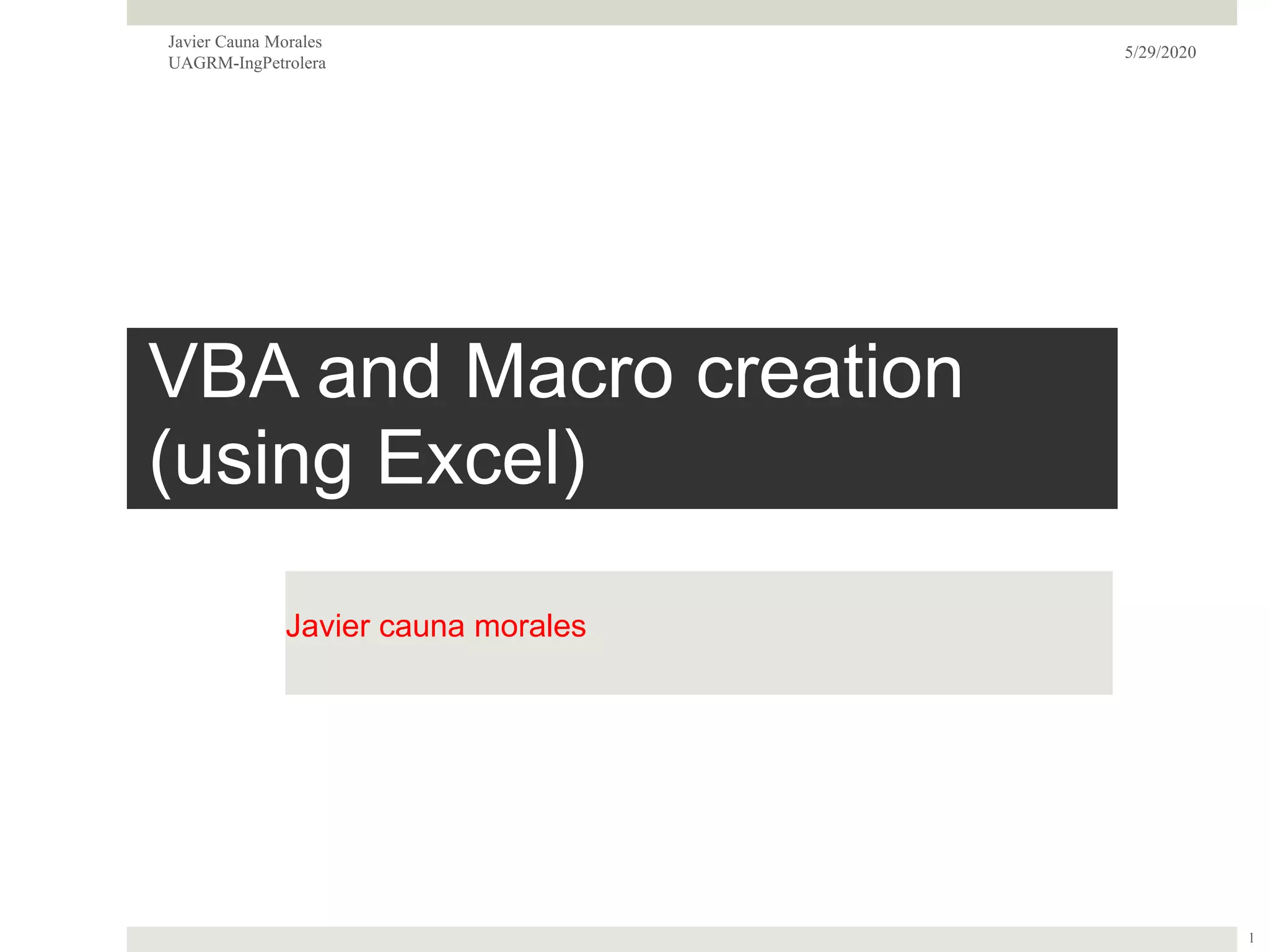 Vba And Macro Creation Using Excel Ppt 8612
