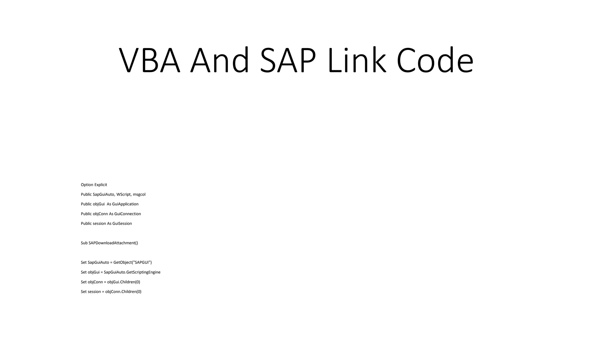 Vba And Sap Link Code Pptx