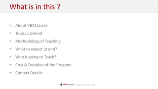 VBA Classes from Chandoo.org - Course Brochure | PPTX