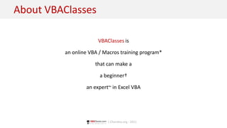 VBA Classes from Chandoo.org - Course Brochure | PPTX