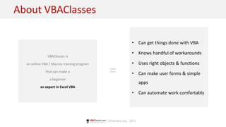 VBA Classes from Chandoo.org - Course Brochure | PPTX