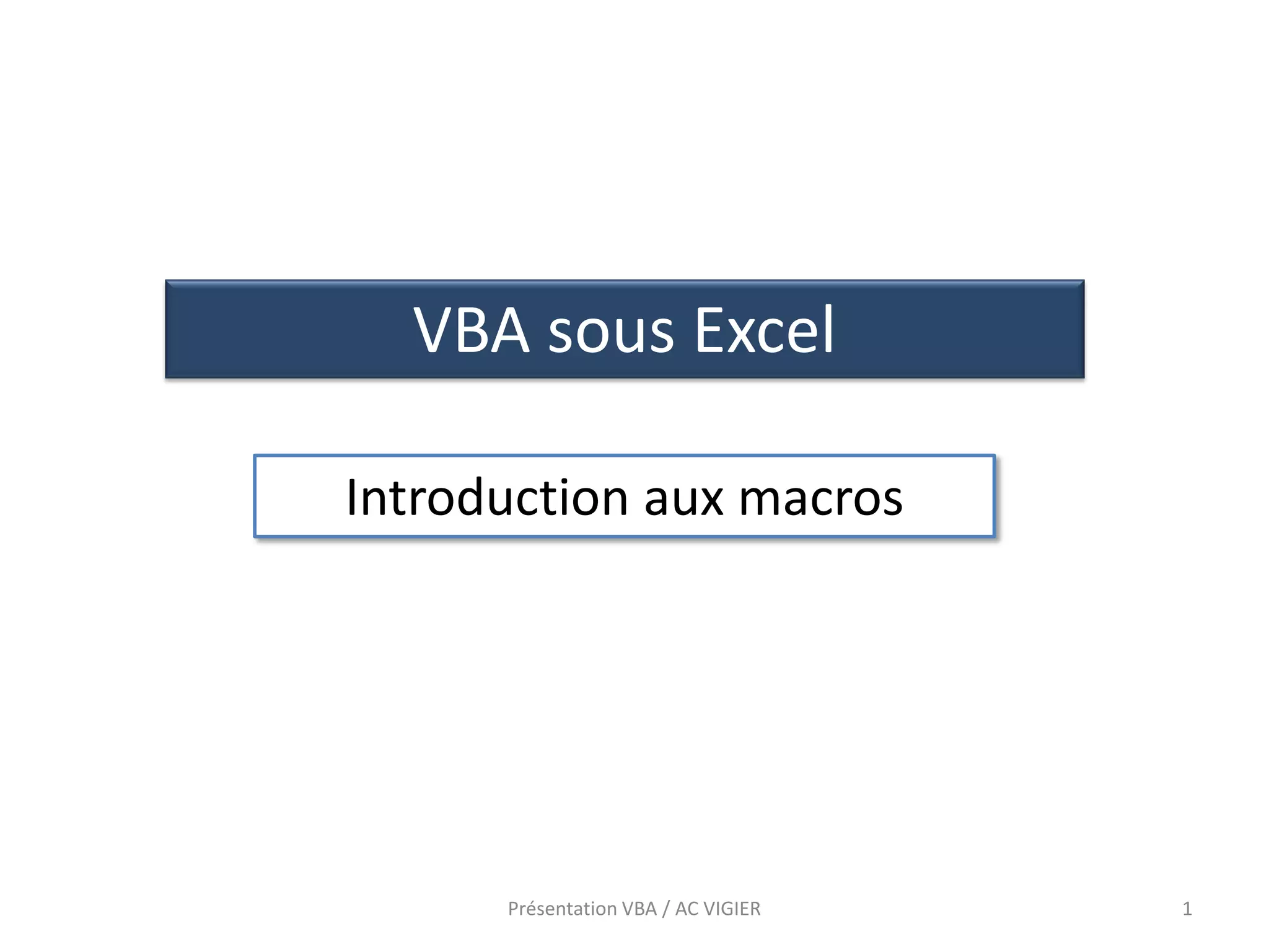 Introduction aux macros sous Excel | PPT