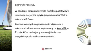 Cognity kurs VBA: podstawy makr i VBA | PPT
