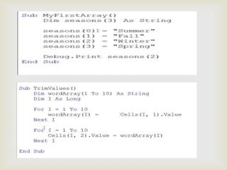 Vba introduction | PPTX