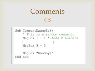 Vba introduction | PPTX