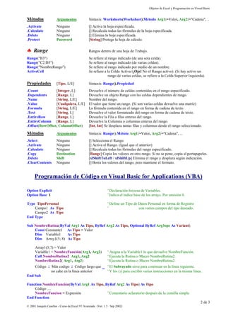 Vba y objetos excel | PDF