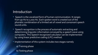 Design and Implementation of Speech Based Scientific Calculator | PPT