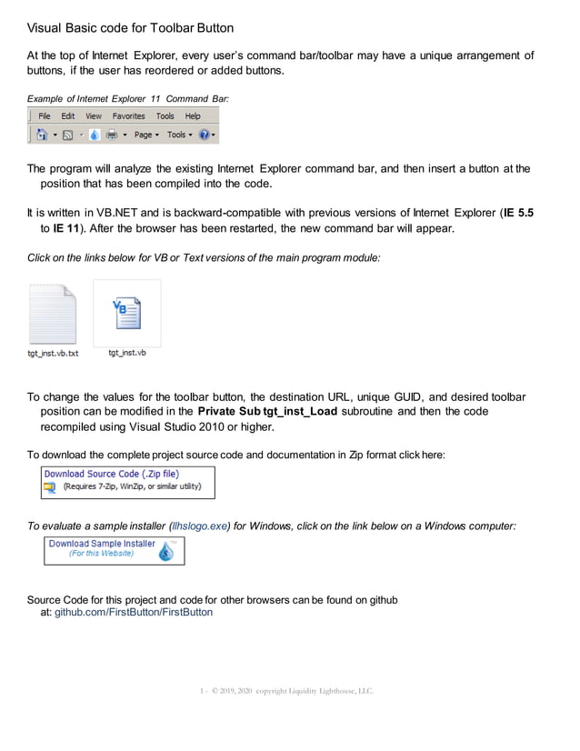 Visual Basic Code for Toolbar Button | PDF