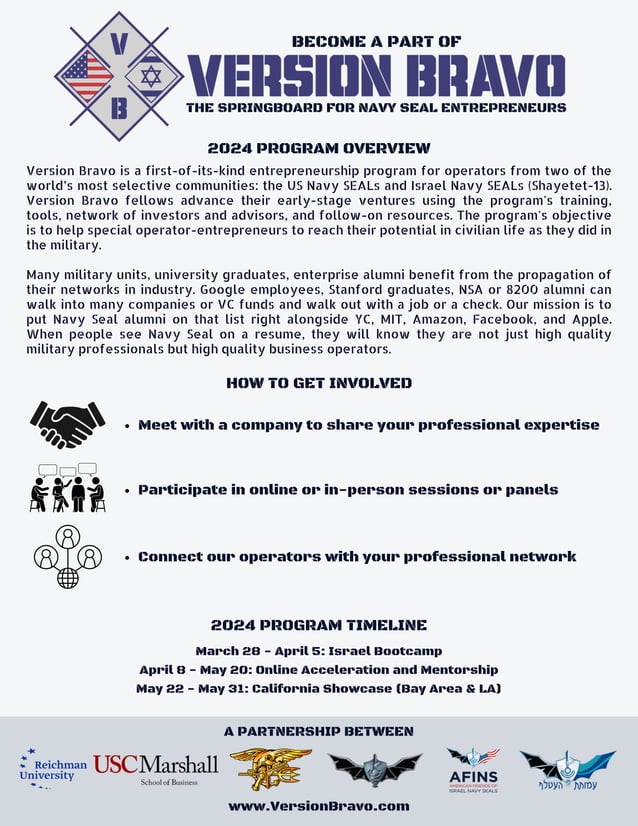 Version Bravo- The Springboard for Navy SEAL entrepreneurship, cohort ...