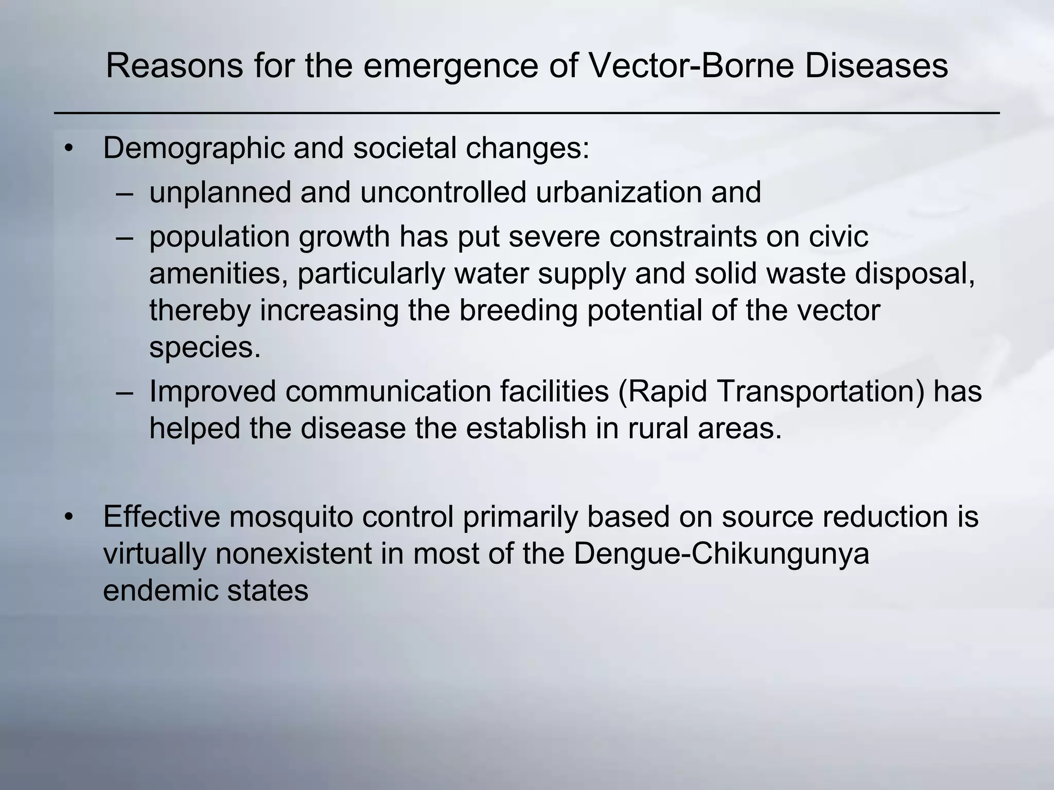Vector Borne Diseases - The Growing Menace | PPTX