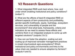 CPWF Volta Basin Project ‘integrated management of rainwater for crop-livestock agro-ecosystems ...