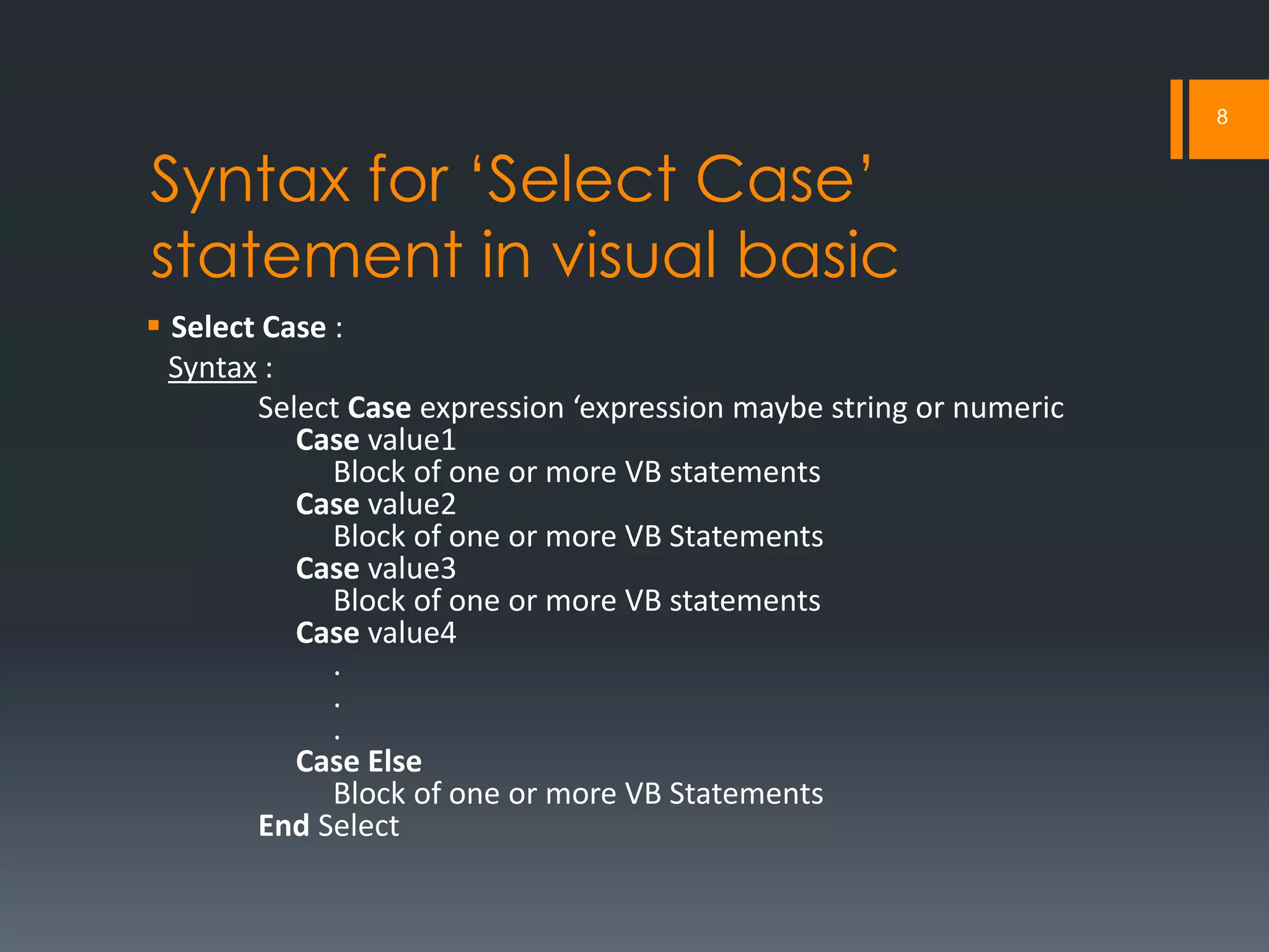 Vb decision making statements | PPTX