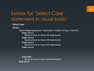 Vb decision making statements | PPTX