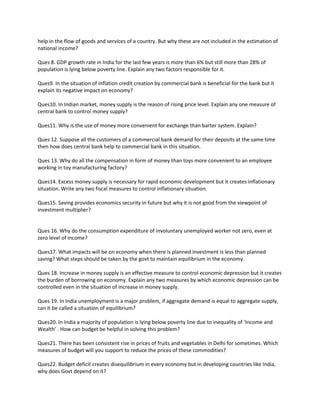 Value based questions class XII economics | PDF