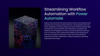 Streamlining Workflow Automation with Power Automate | PPTX | Computing | Technology & Computing