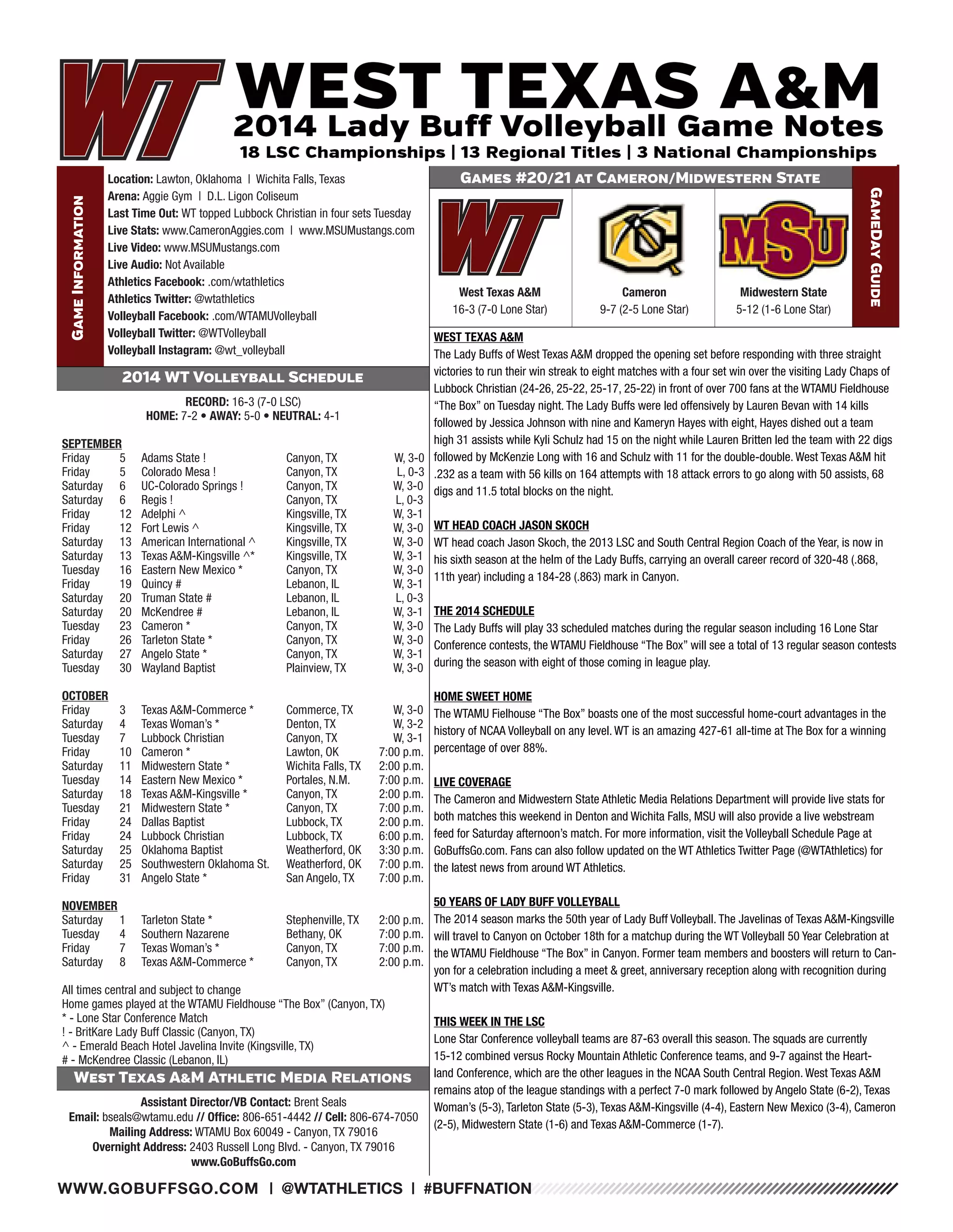 WT Volleyball Game Notes 10-8 | PDF | College Basketball | College Sports