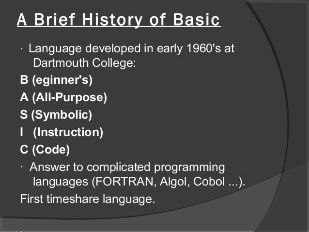 History Of Basic Programming Language Naawed