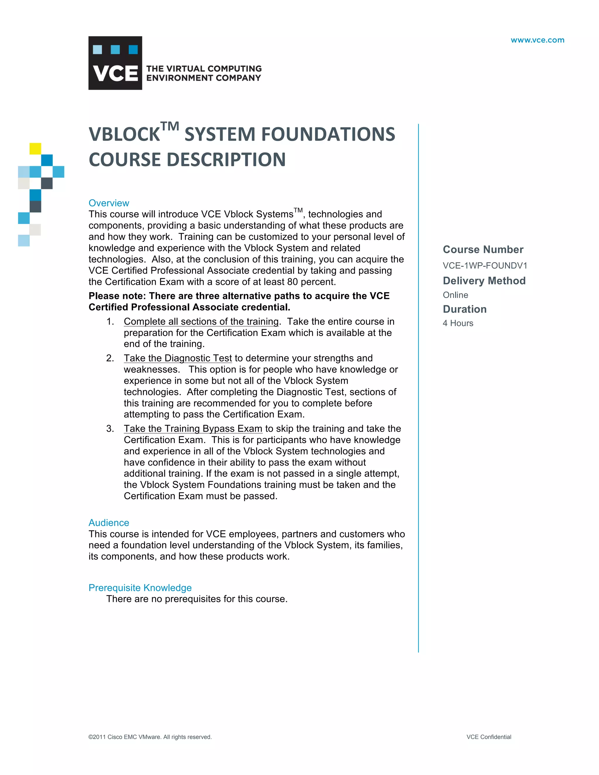 VCE Vblock Systems Foundation Exam for VCE Certified Converged ...