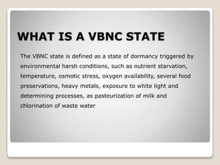 VIABLE BUT NON-CULTURABLE BACTERIA- VBNC | PPTX | Biological Sciences | Science