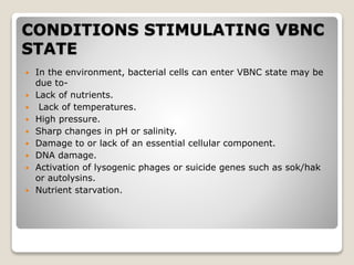 VIABLE BUT NON-CULTURABLE BACTERIA- VBNC | PPTX | Biological Sciences | Science