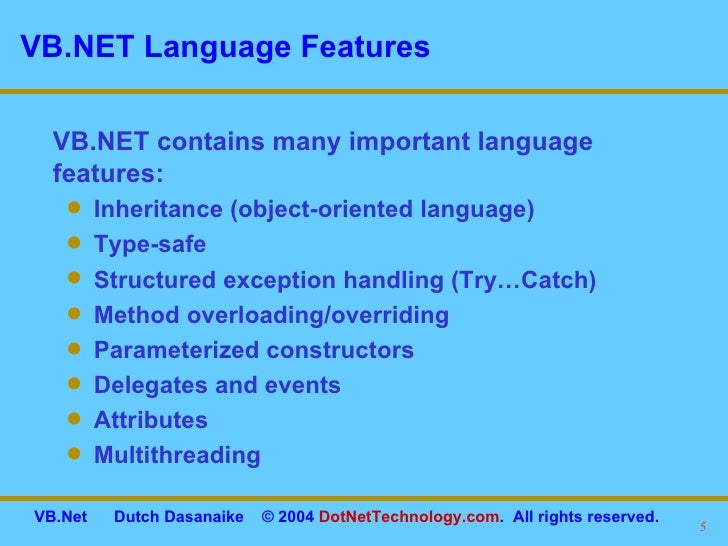 Vbnet Language Features