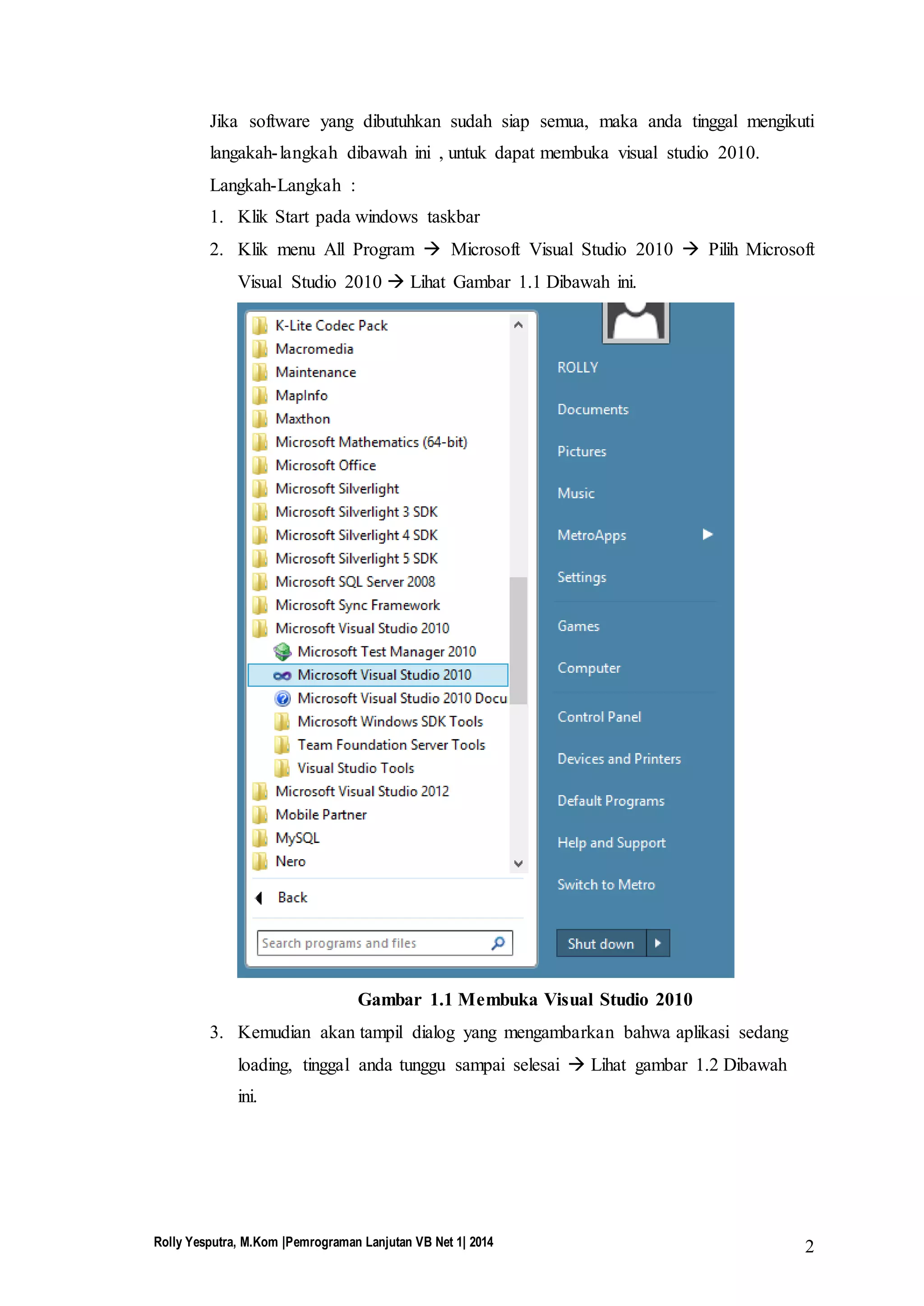 Part 1 - PENGENALAN VISUAL STUDIO 2010 | DOCX