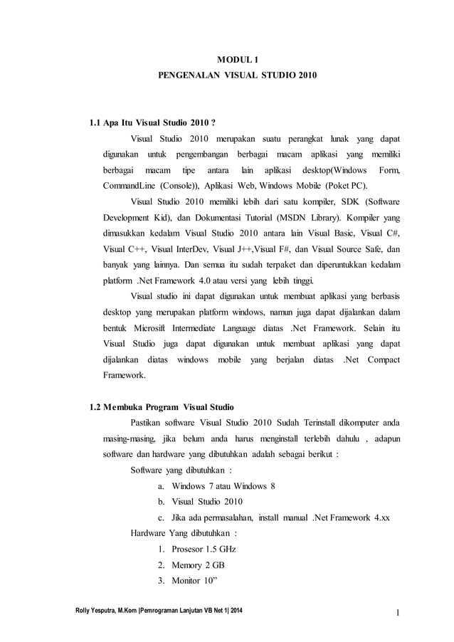 Part 1 - PENGENALAN VISUAL STUDIO 2010 | DOCX