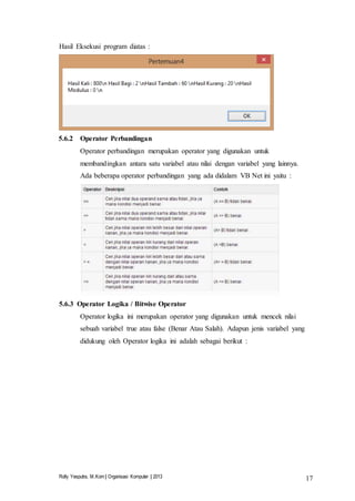 Part 5 - Tipe Data-Variabel-Konstanta-Operator-di-VB-NET | DOCX