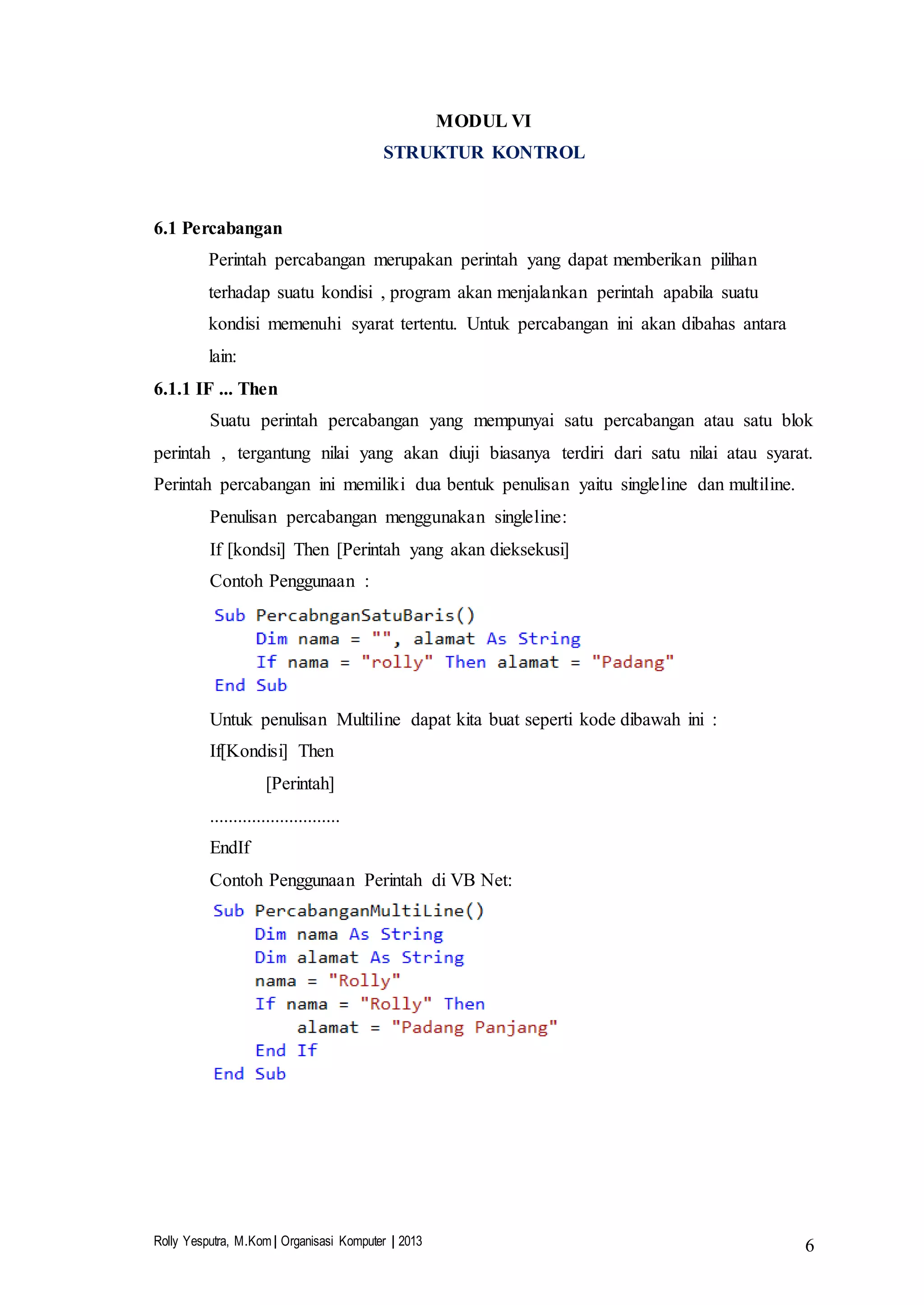 Part 6 - Struktur Kontrol di Visual Basic .Net