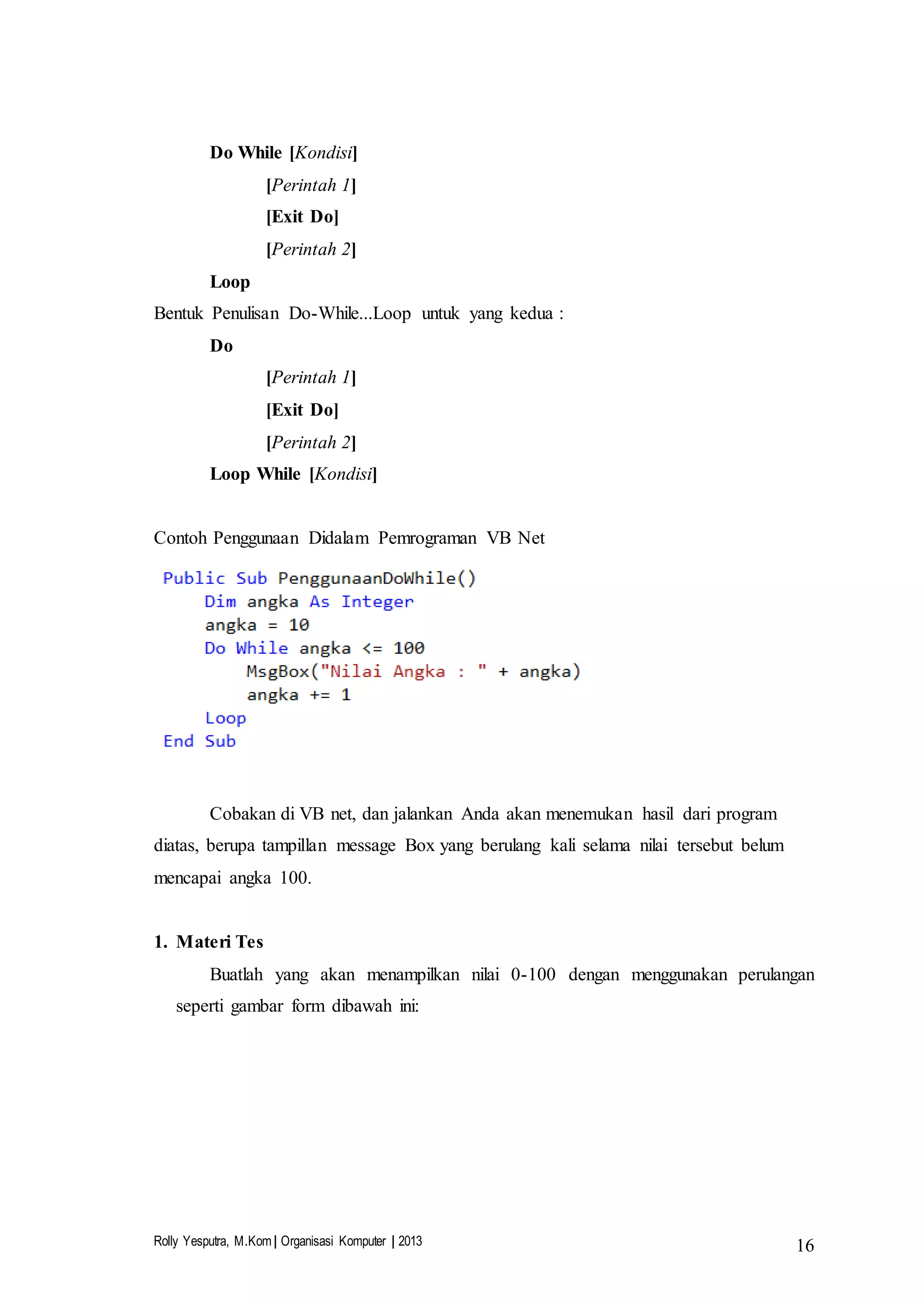 Part 6 - Struktur Kontrol di Visual Basic .Net
